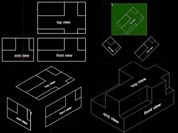 2-D construction technique to create an isometric view